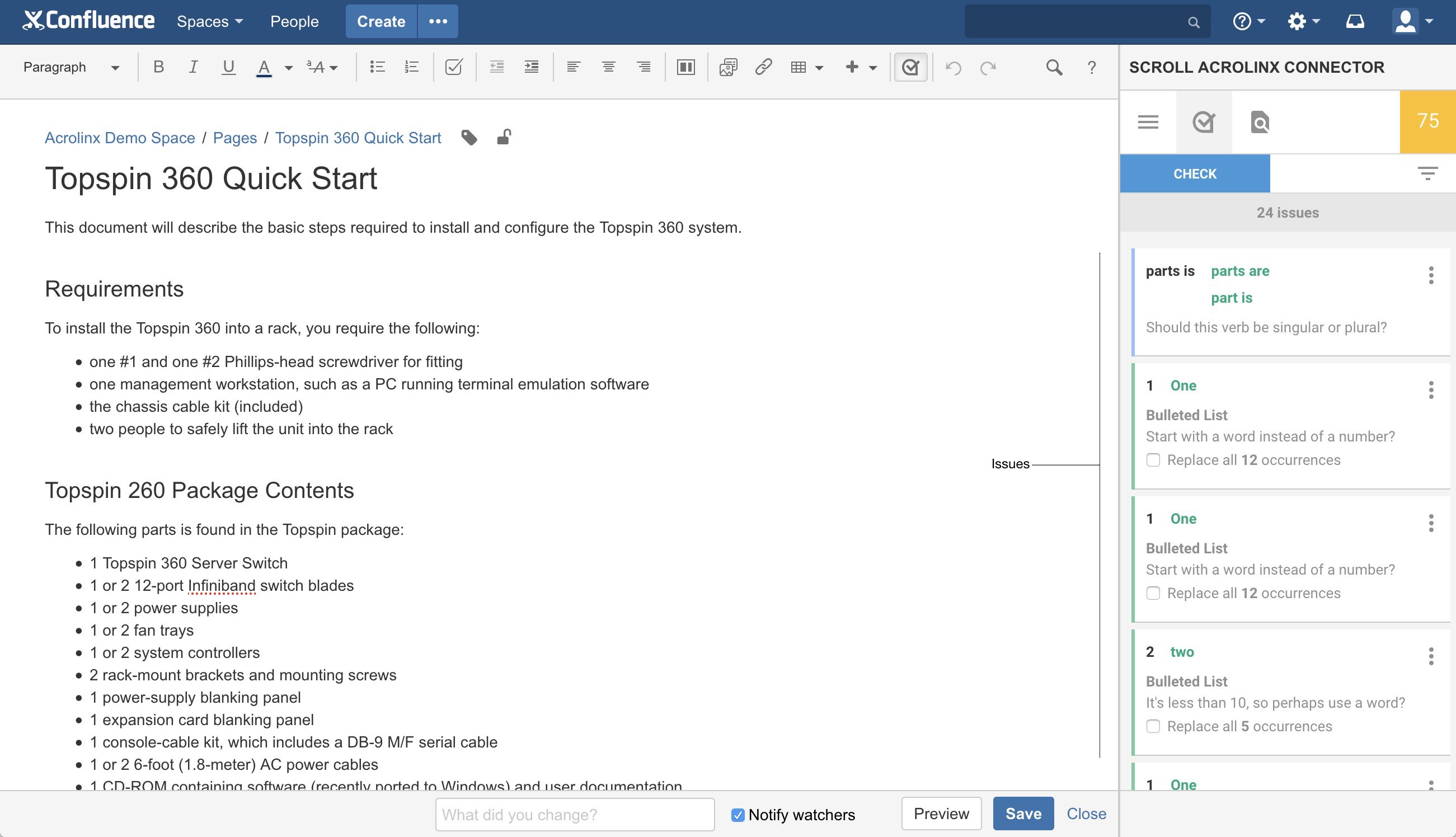 Check a page and review changes